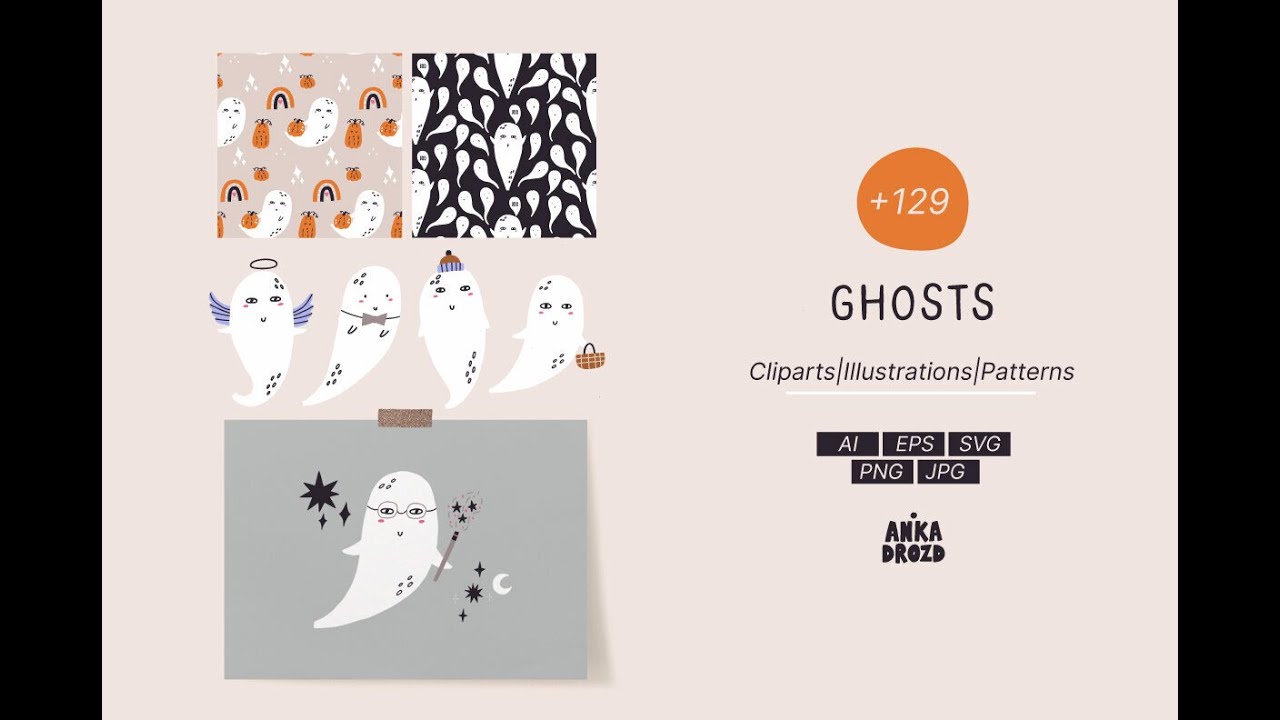 Halloween Ghost Collection Stock Graphics Download
