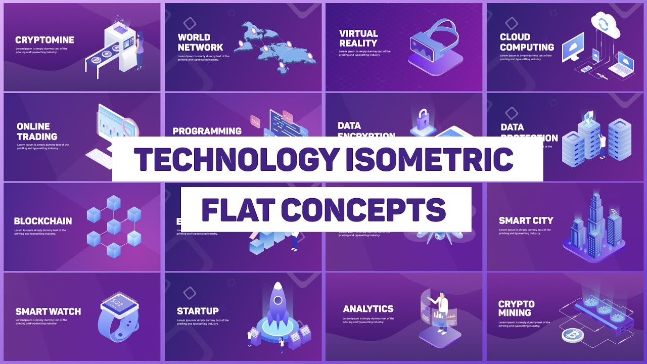Technology Isometric Flat Concepts