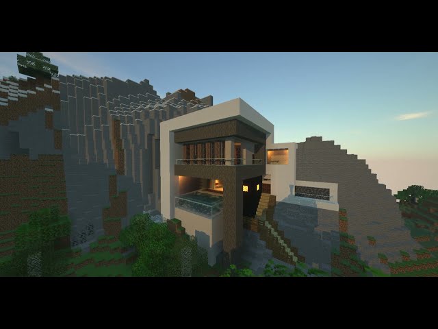 Modern Mountain House / Cliffside Modern House Minecraft Map