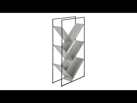 I 2200 Bookcase - 60"H / Grey / Black Metal - Monarch Specialties