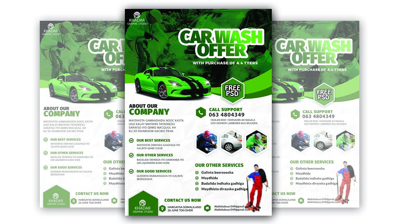 Free PSD Car Wash Services-Promotional-Flyer