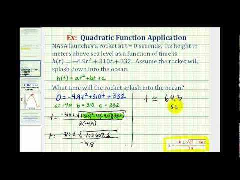 Ex: Quadratic Function Application Using Formulas – Rocket Launch ...