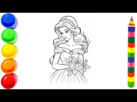 Cute Barbie Doll Drawing for kids, Painting & Coloring for kids, Toddlers_ Child Art