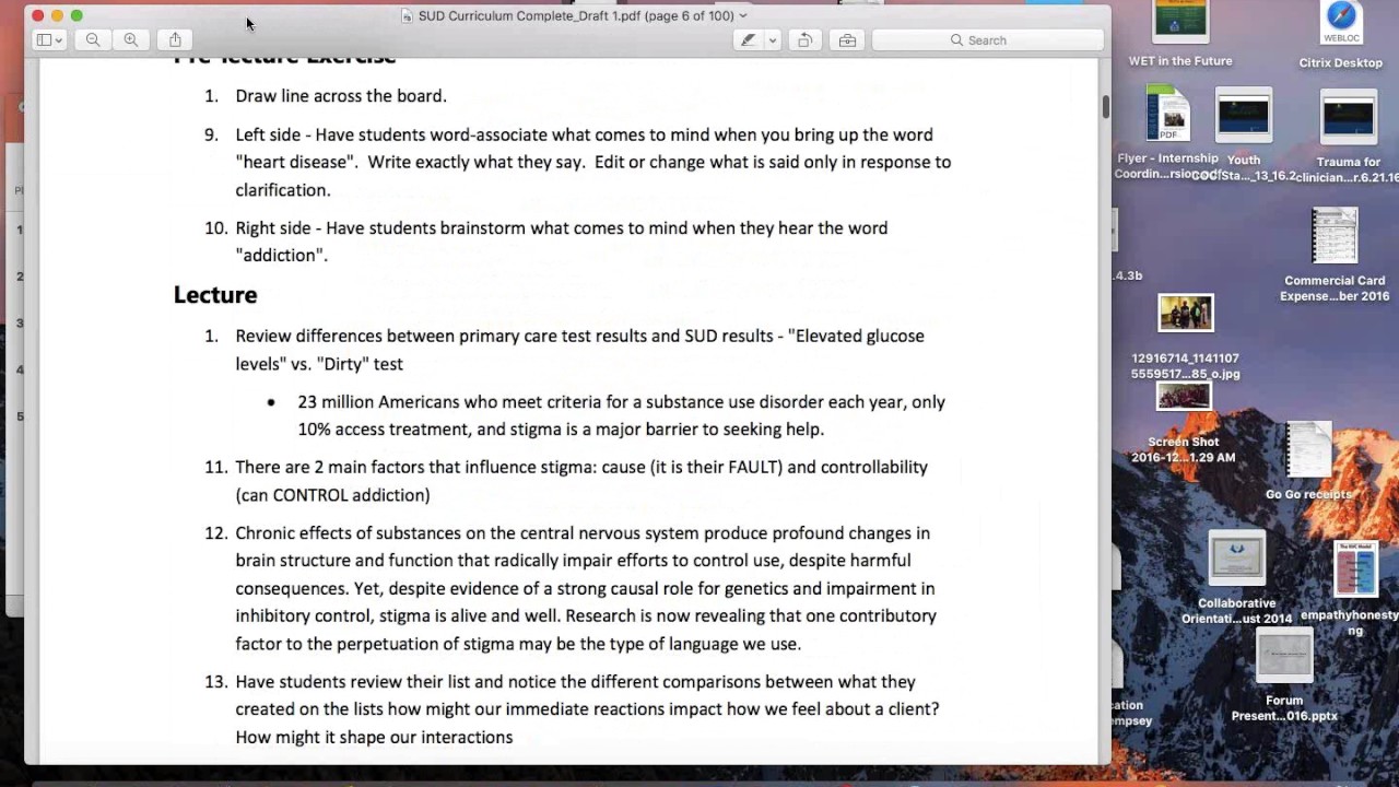 Substance Use Disorders (SUD) Curriculum Module 1