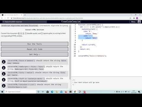 Challenge 11 - convert html entities - freecodecamp