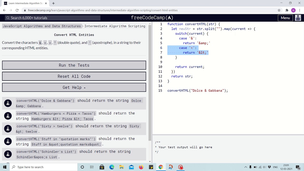 Challenge 11 - convert html entities - freecodecamp