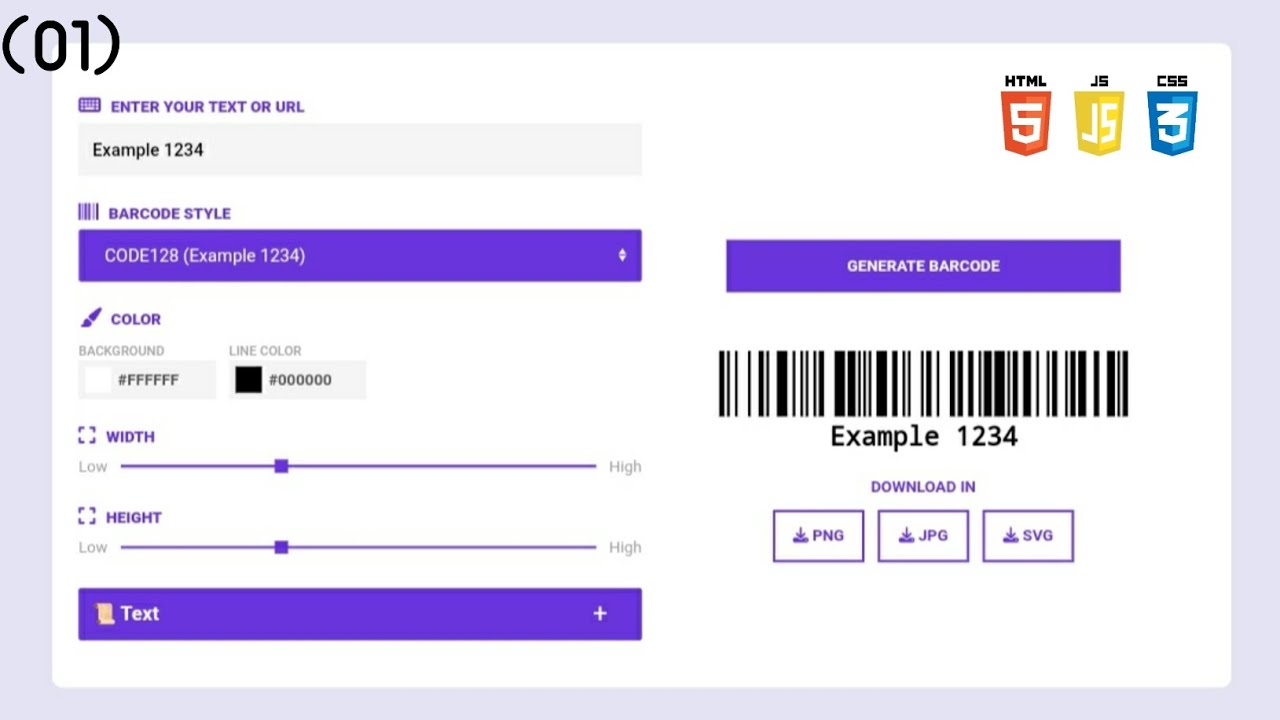 How to create Barcode Generator Tool using HTML Css and Javascript part 1 #html #css #javascript