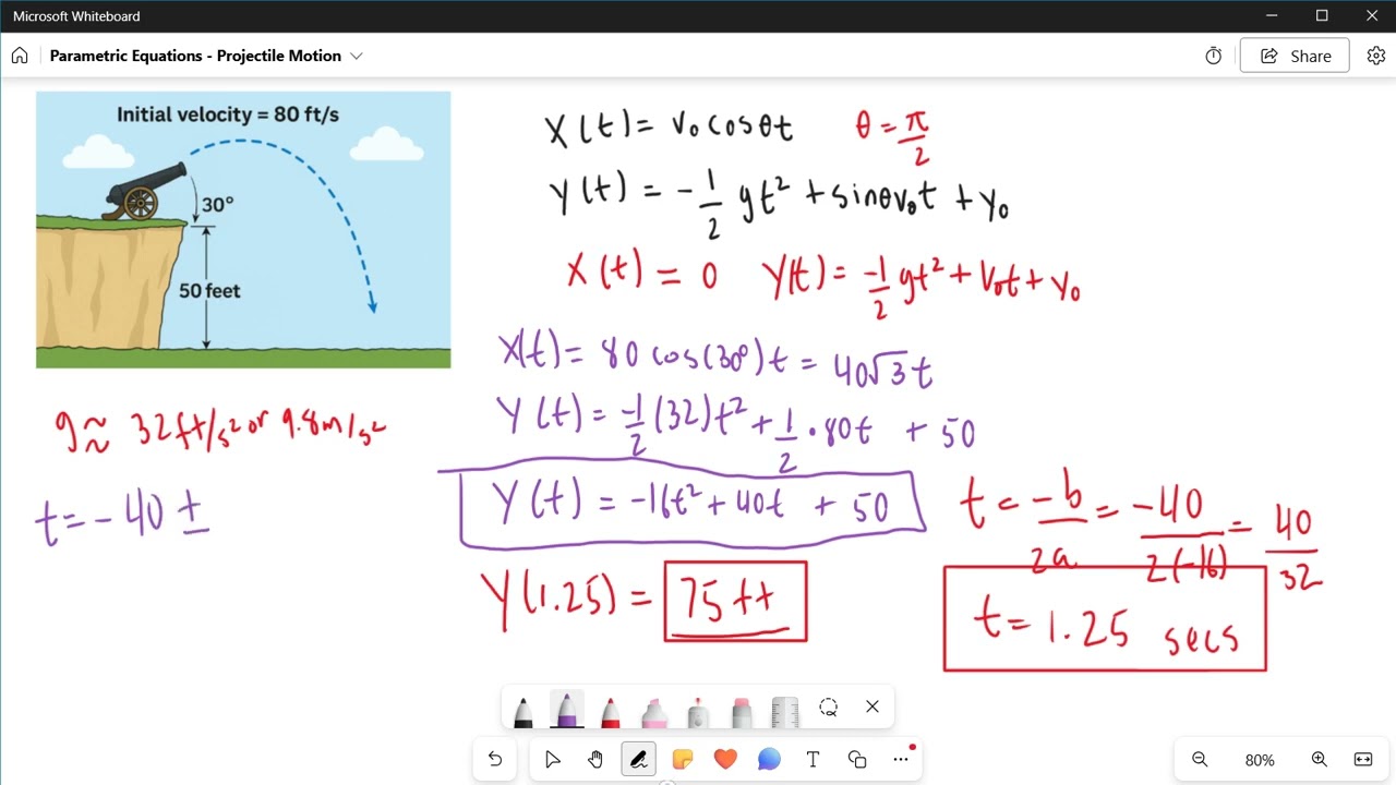 Parametric Equations - Projectile Motion