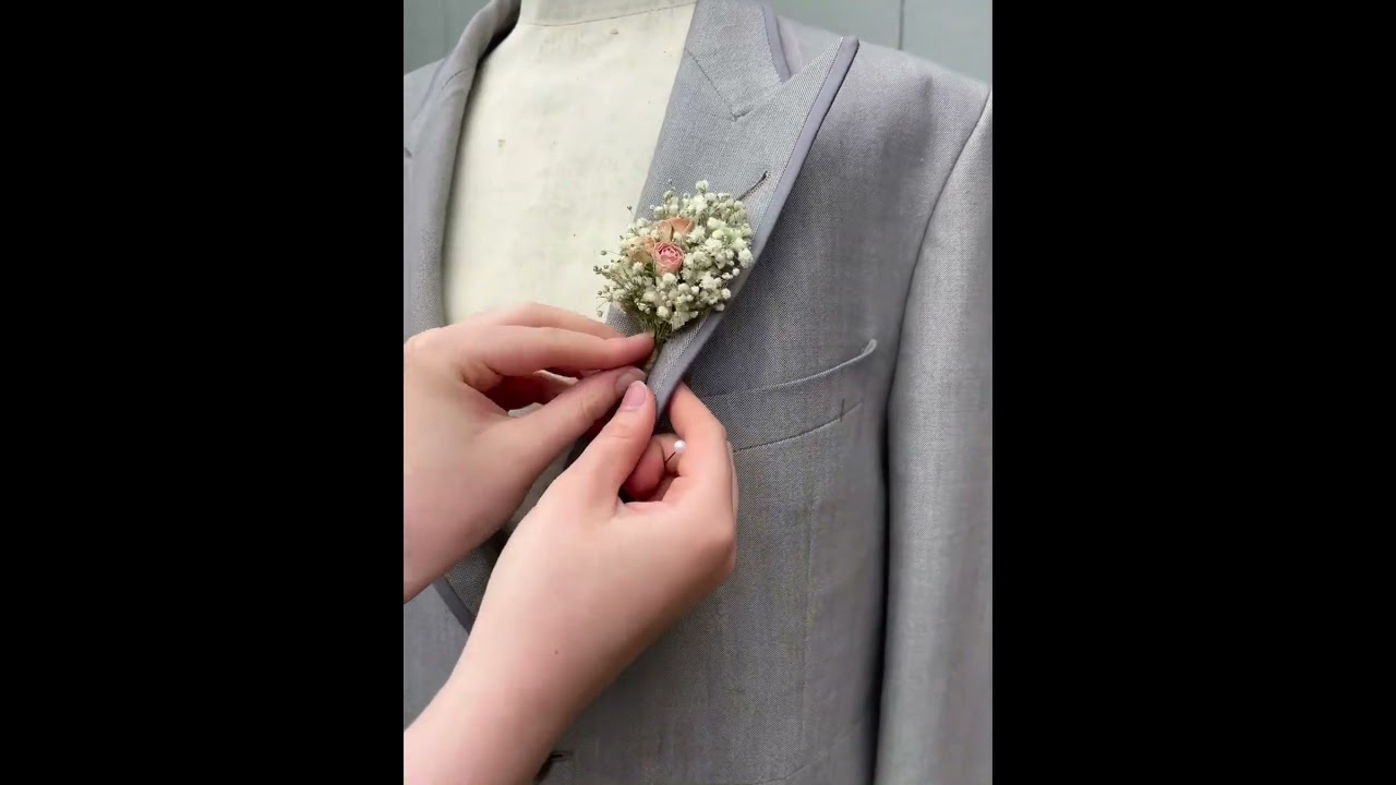 Dried Flower Wedding Boho Blush Rose Buttonhole