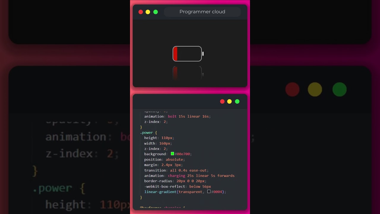 Battery Draining And  Charging Animation HTML & CSS 🔋 #shorts