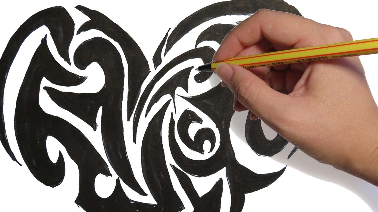 COMO DIBUJAR UN CORAZON: Tribal facil paso a paso
