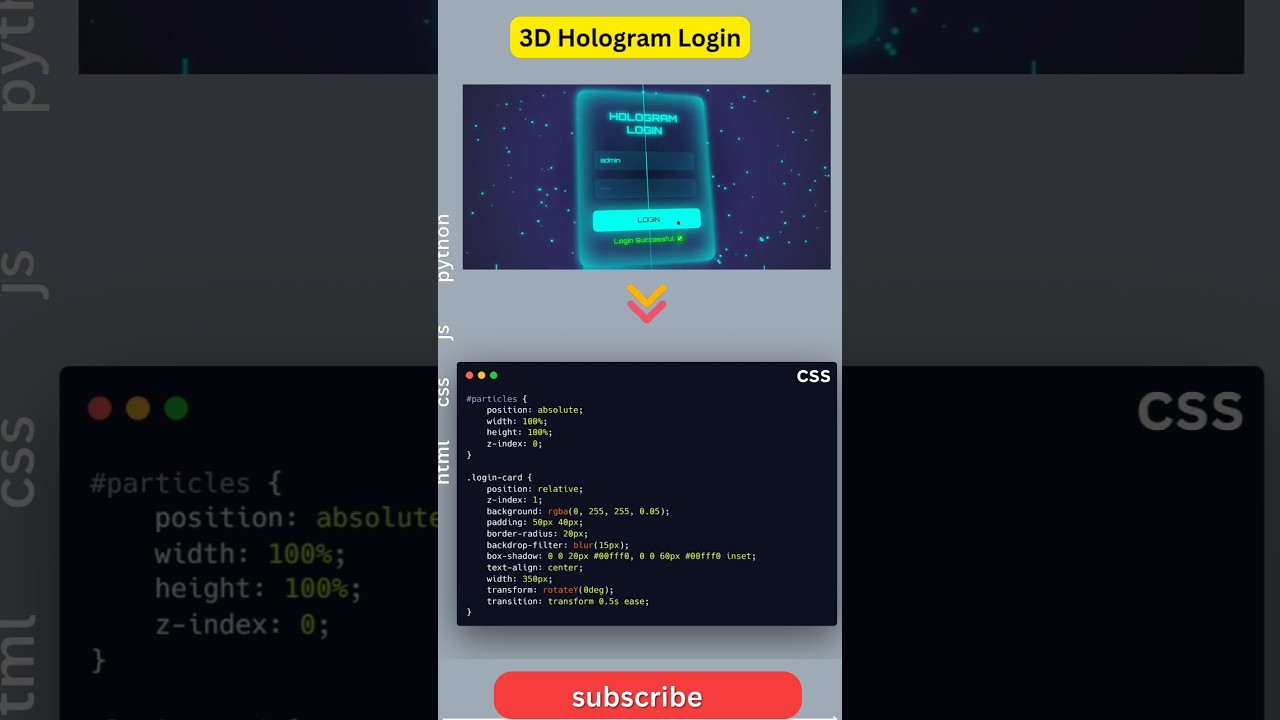 Login Like Iron Man! 🦾 Hologram Effect | HTML CSS JavaScript