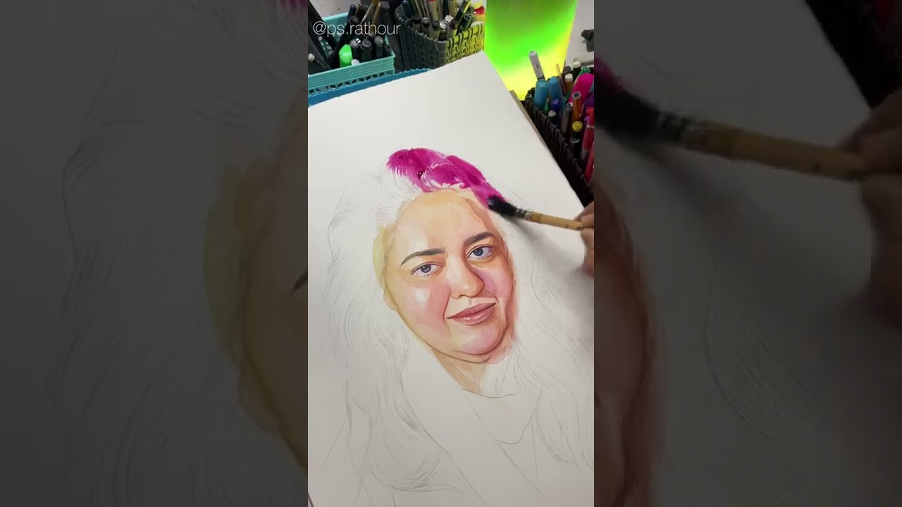 Realistic X Abstract Watercolor Portrait