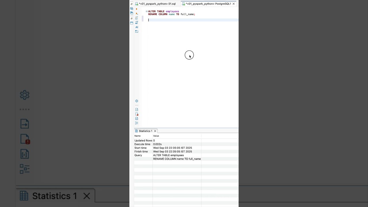 Rename column  #sql #postgresql #learning #coding #tutorial #table #query #sqltutorial #rename #code