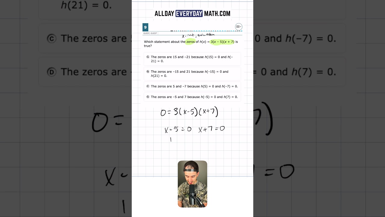 2025 Algebra 1 EOC - Problem 9
