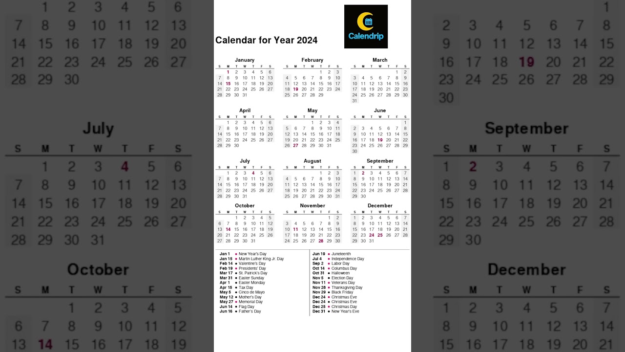 Calendar 2024 #monthsoftheyear #2024