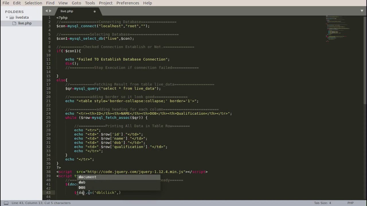 PHP Live Edit Table Part 2