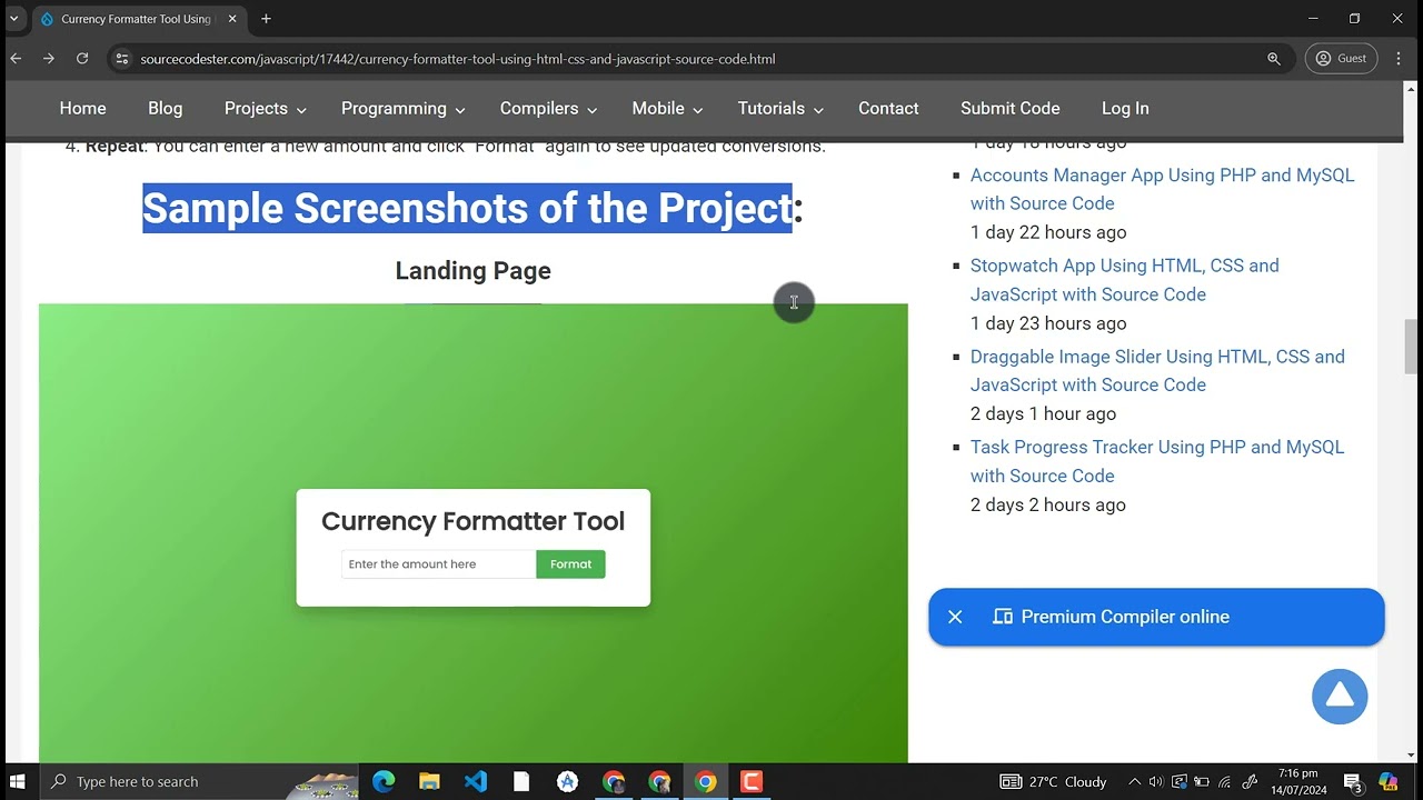 Currency Formatter Tool Using HTML, CSS and JavaScript with Source Code