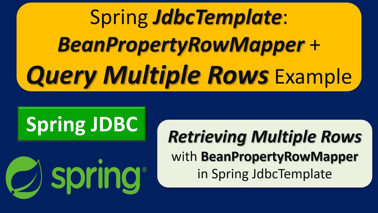 Spring + JdbcTemplate + BeanPropertyRowMapper + Query multiple rows example | Spring JDBC tutorial