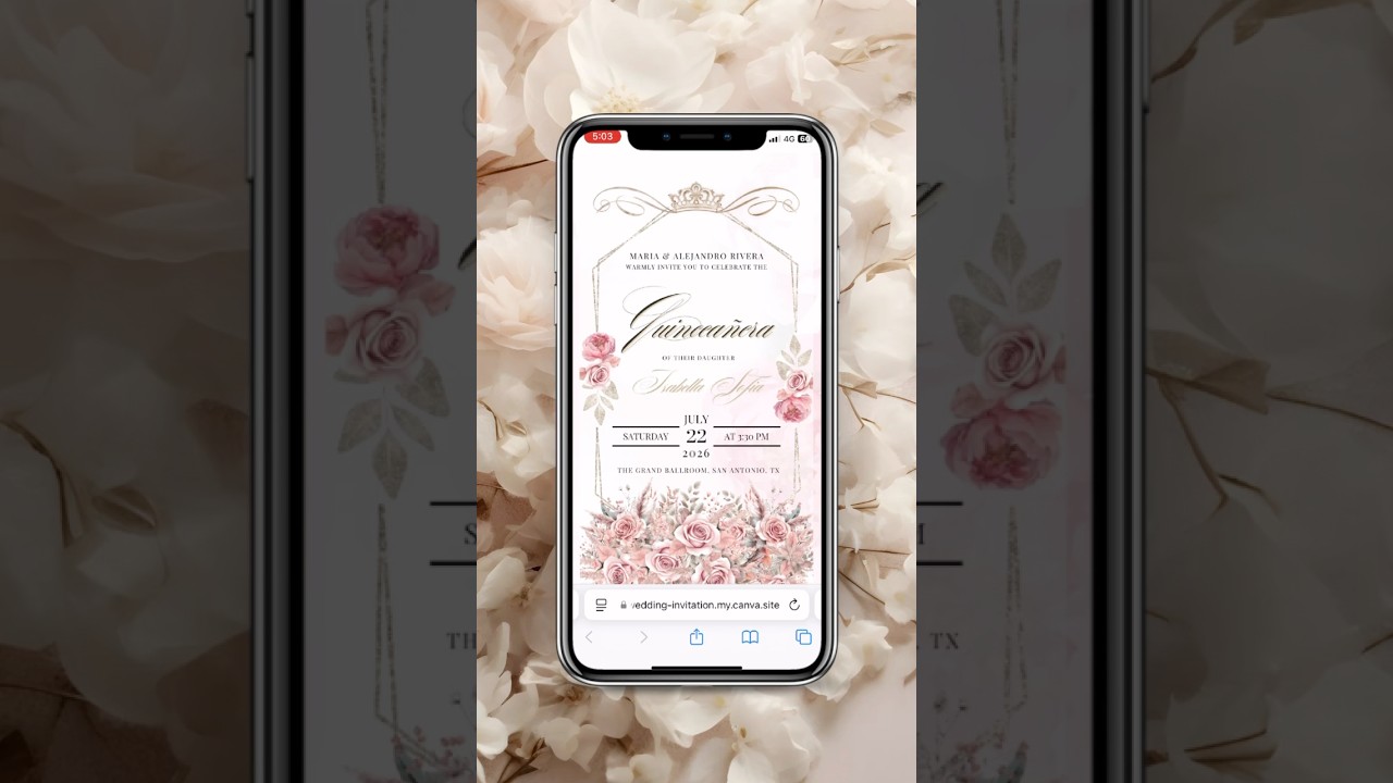 Quinceañera Invitation – Editable Sweet 15 Canva Template + RSVP 🎉 #quinceañera #shorts