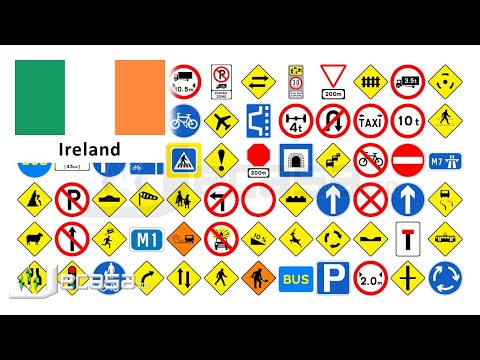 Traffic-Road Signs in Ireland (Dublin, Belfast, Cork, Limerick, Galway, Derry) | English Vocabulary