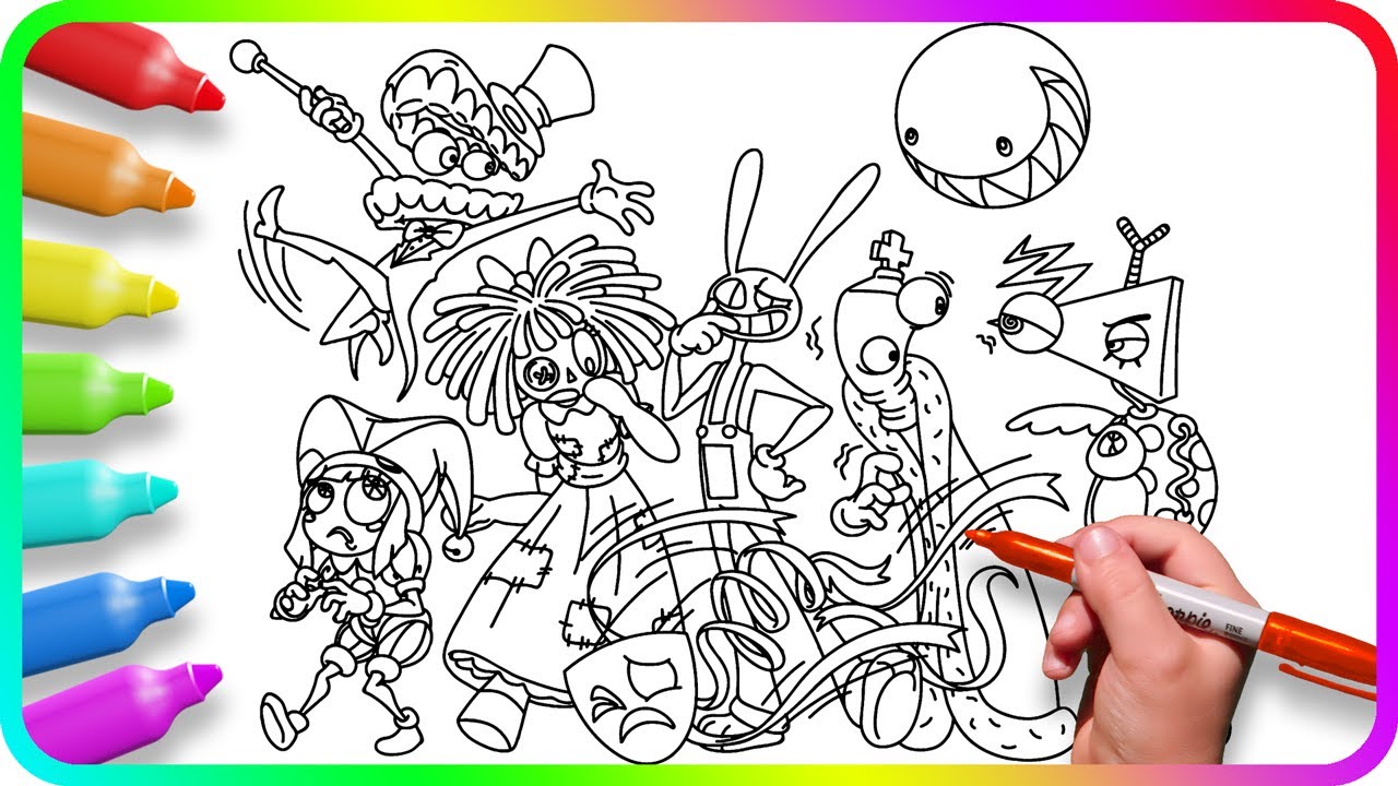 The Amazing Digital Circus Coloring Pages. How to color All characters. Easy Drawing Tutorial Art