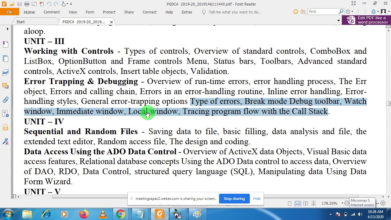 VB6 Unit 3 Topic 002 Debugging and Debugging tools