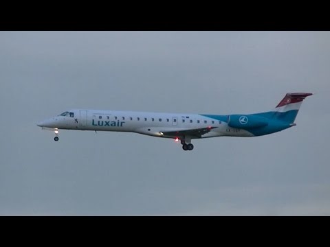 Luxair Embraer ERJ-145LU LX-LGY arrival at Munich Airport Ankunft München Flughafen