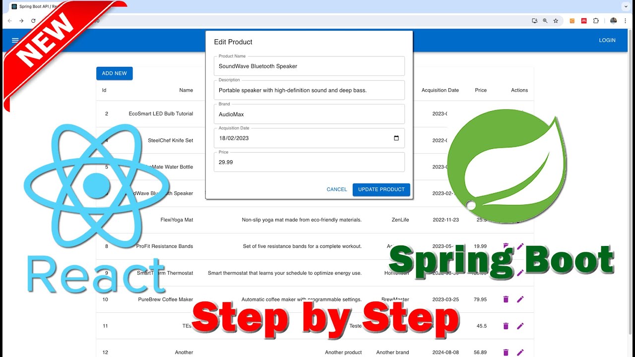 CRUD Application with React UI and Spring Boot API - Step the Step Tutorial