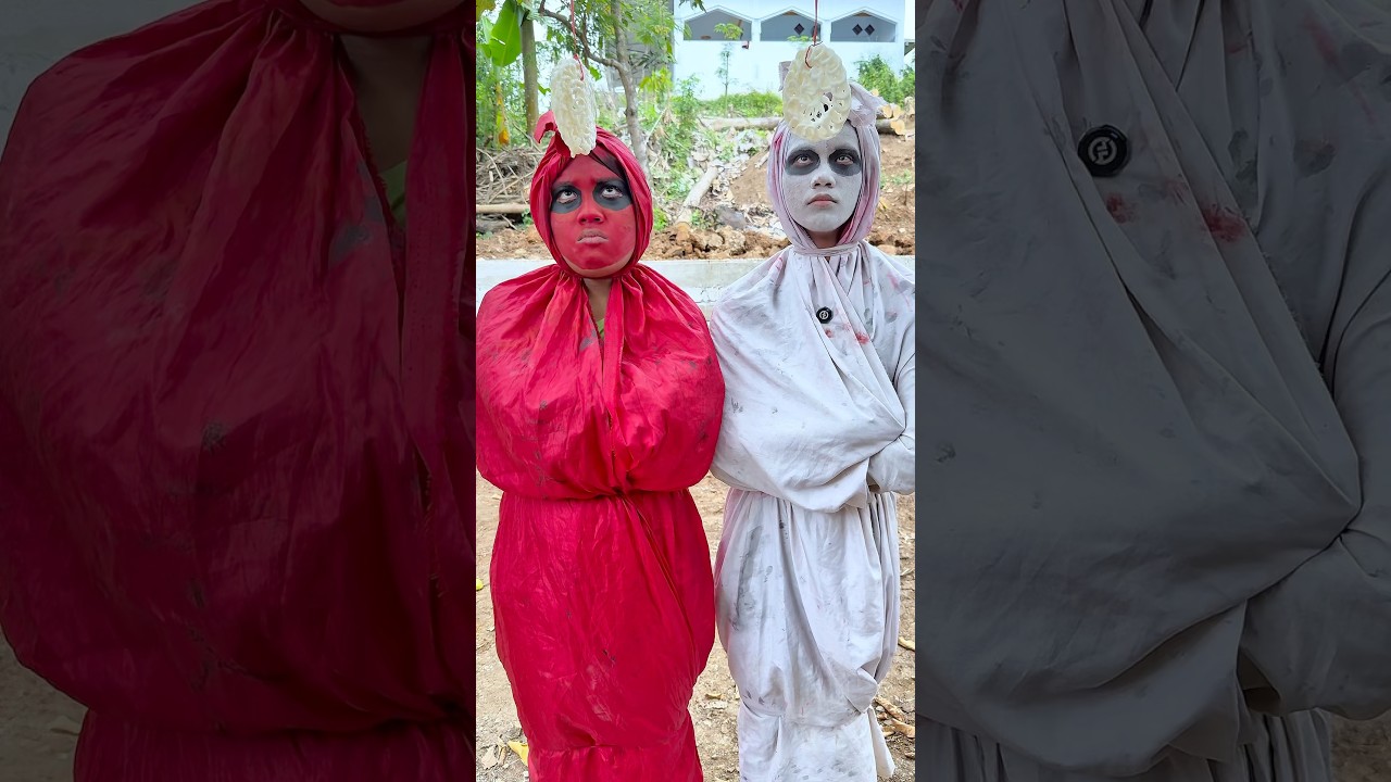 Red and White Pocong Cracker Eating Competition 👻 #shorts #viral