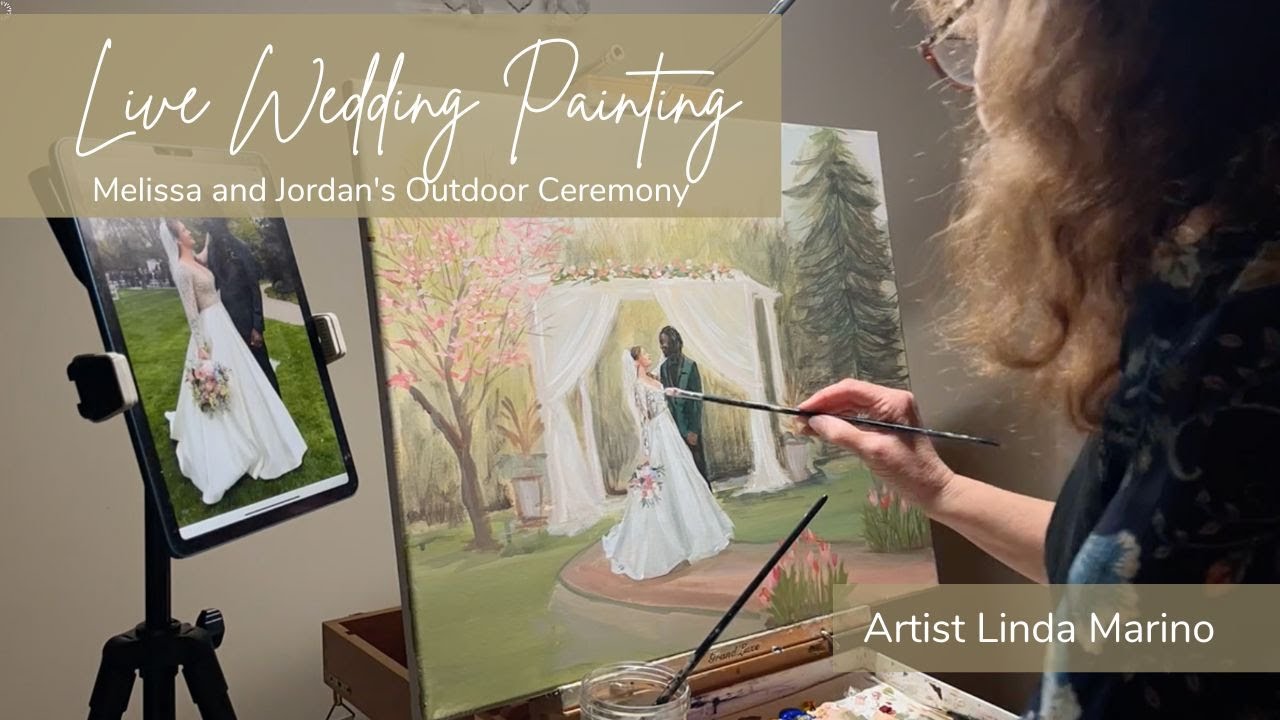 Melissa and Jordan's  Live Wedding Painting, Farmington Gardens 4 28 23