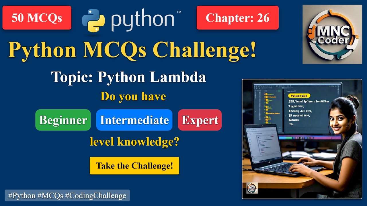 Python Lambda - Multiple Choice Quiz | Challenge Yourself | Basic to Advanced Questions & Answers