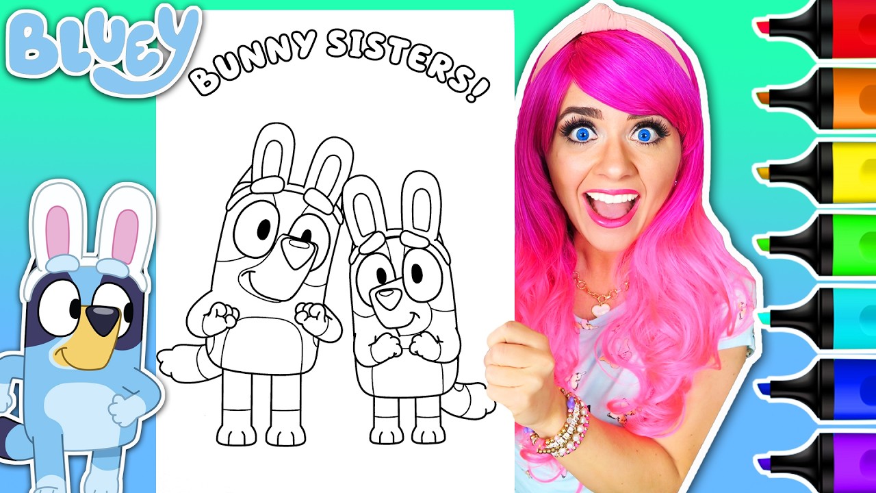 Coloring Bluey & Bingo Easter Sisters Coloring Page | Arrtx Oros Markers