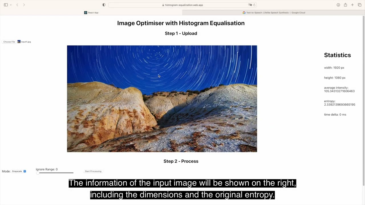 Histogram Equalisation Web App