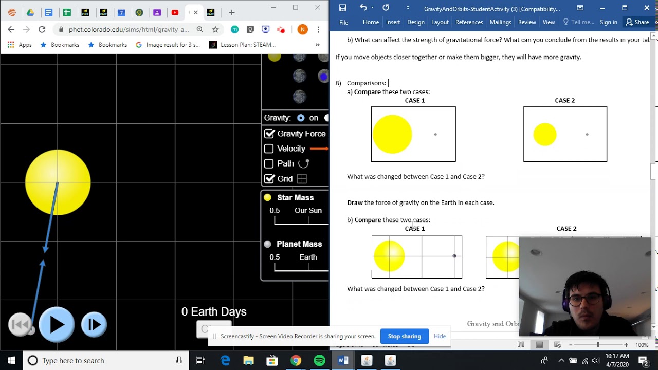 Lower School virtual Lab - Gravity and Orbits