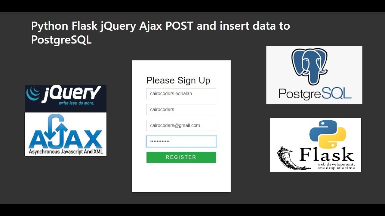 Python Flask jQuery Ajax POST and insert data to PostgreSQL