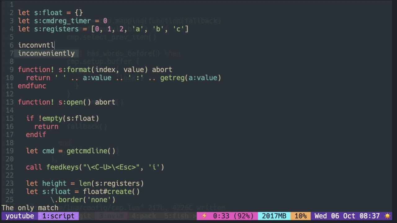 nvim-cmp #7: different completion sources for each key