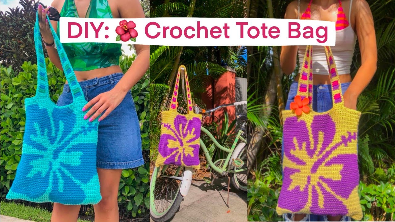 DIY: Hibiscus Flower Crochet Tote Bag | Easy, Beginner Friendly | Free Crochet Graph Pattern