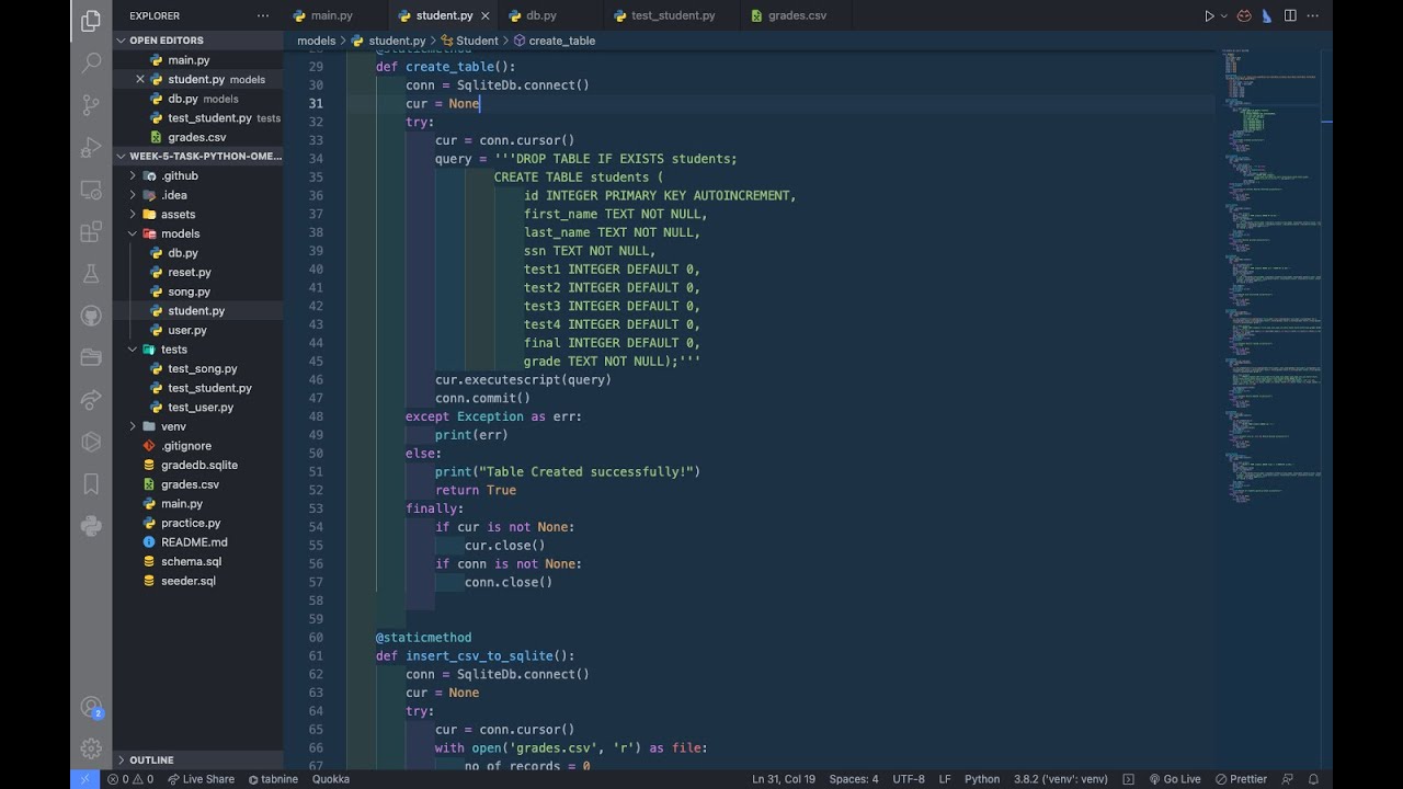 STUDENT MANAGEMENT APP (WITH PYTHON & SQLITE): CREATE DATABASE AND TABLE