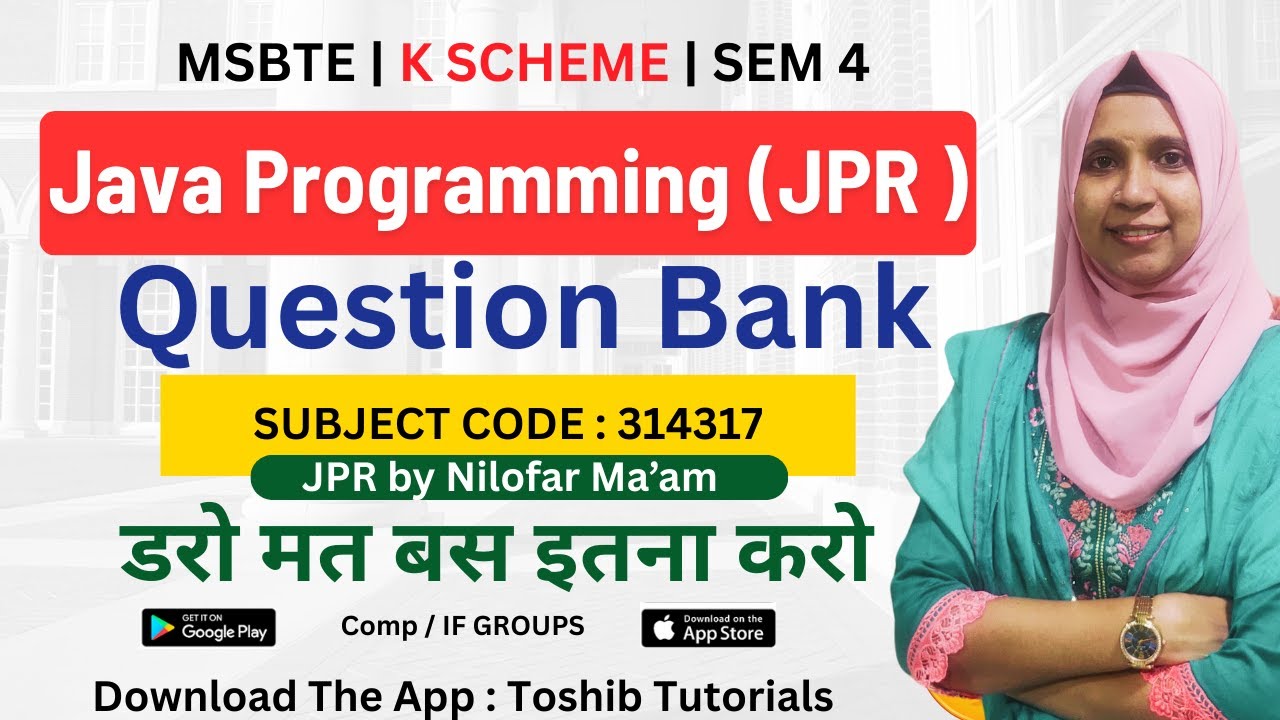 JPR Question Bank | Java Programming | MSBTE | K scheme | Toshib Tutorials