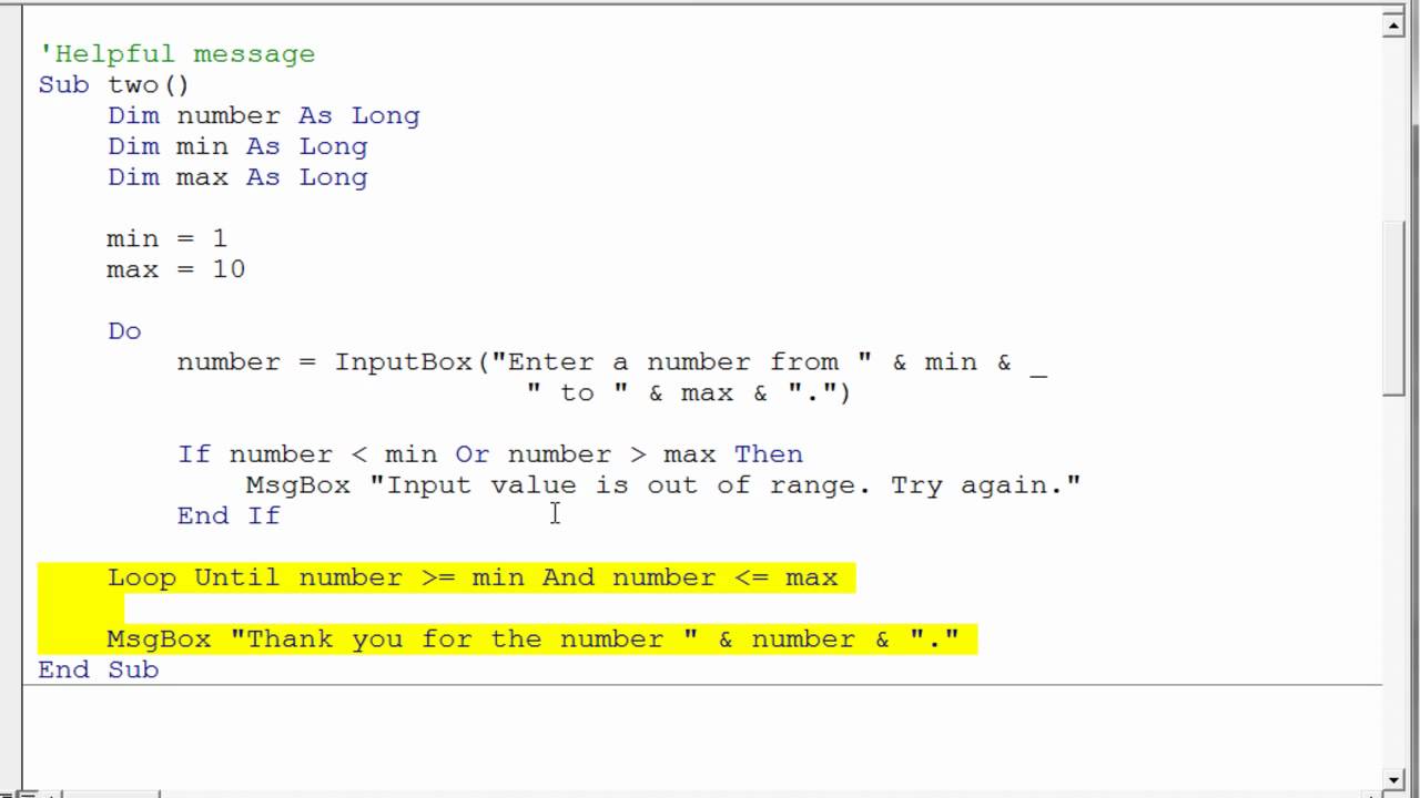Basic Do/Loop Repetition - VBA