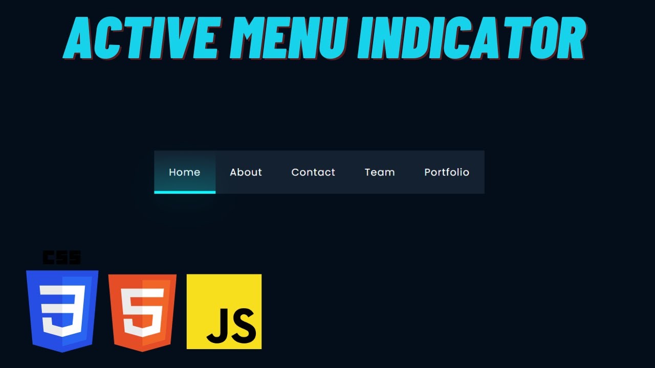 Show Active Menu indicator using HTML,CSS and JavaScript