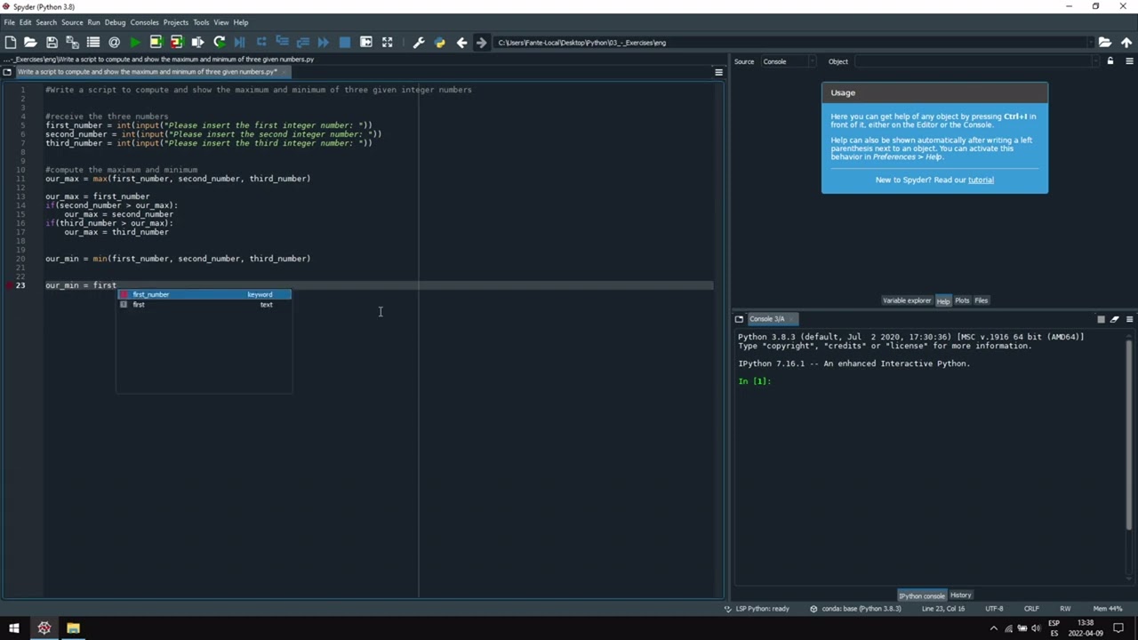 Python Programming – Minimum and Maximum of Three Numbers