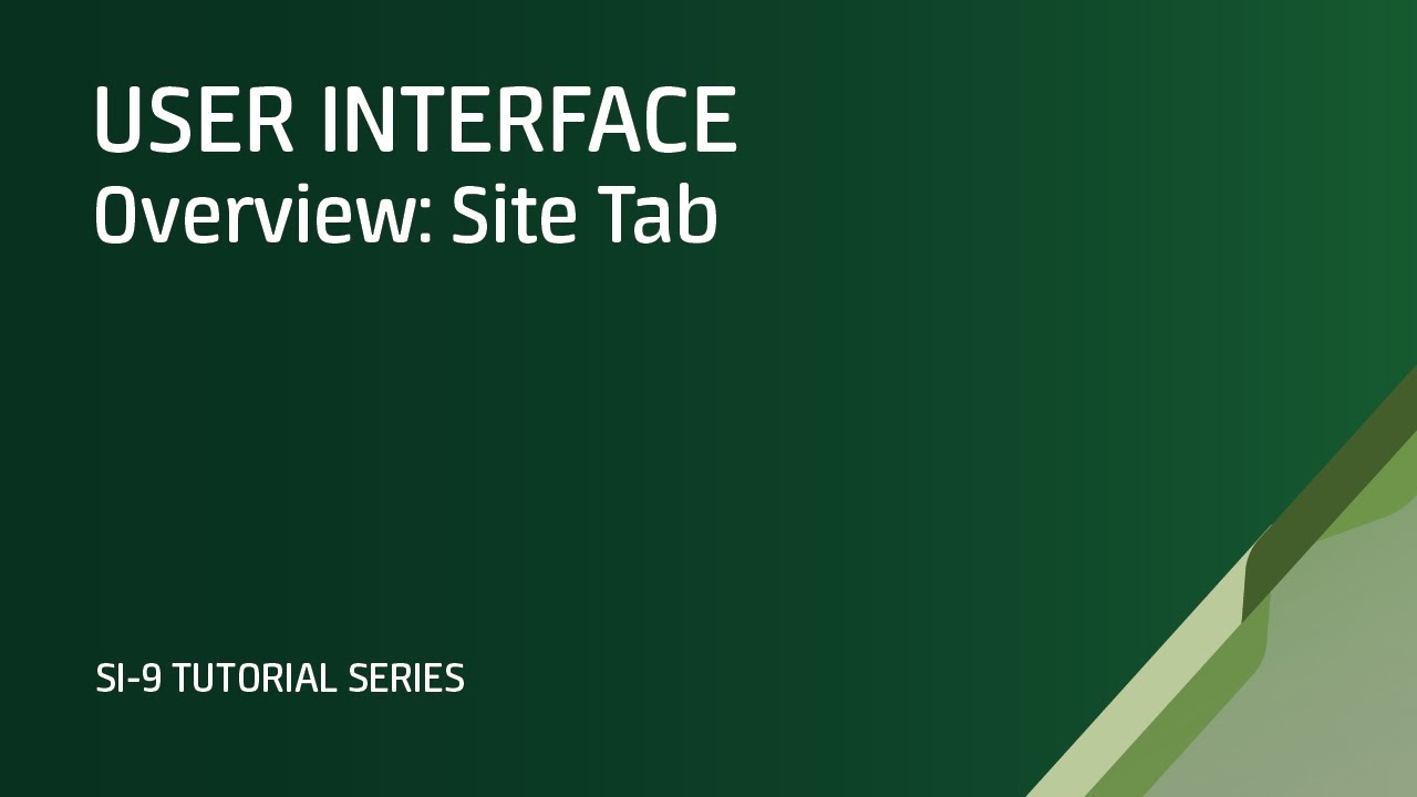User Interface: Site Tab/ SIDRA INTERSECTION 9