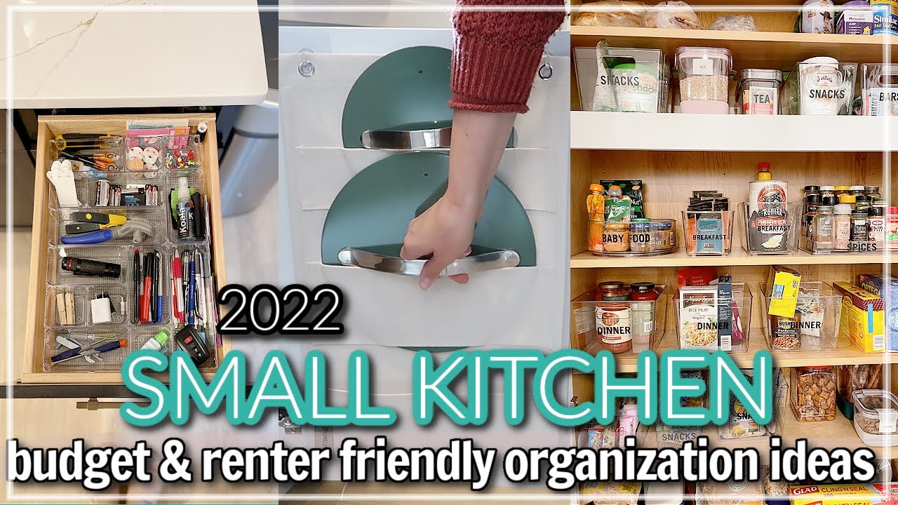 SMALL KITCHEN ORGANIZATION IDEAS 2022 / RENTER FRIENDLY SMALL SPACE ORGANIZATION HACKS & IDEAS
