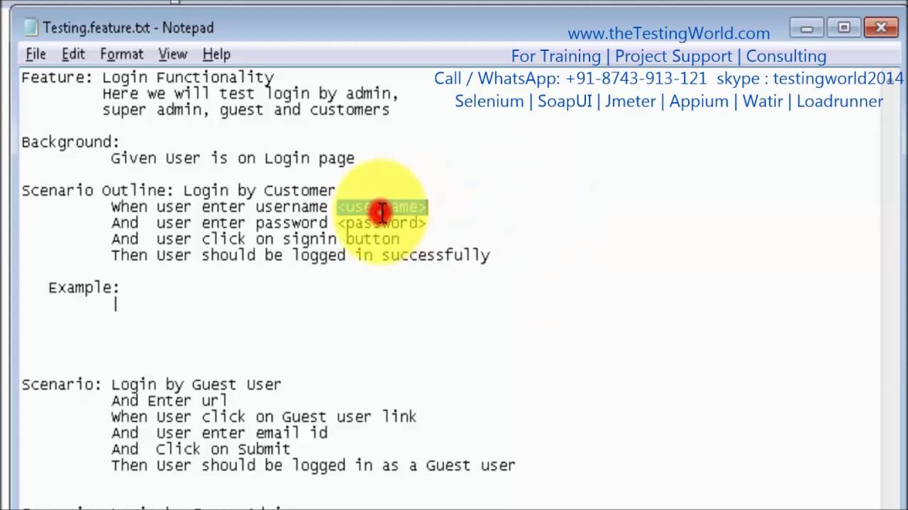 BDD with Cucumber : Scenario Outline ( Data Driven Testing)