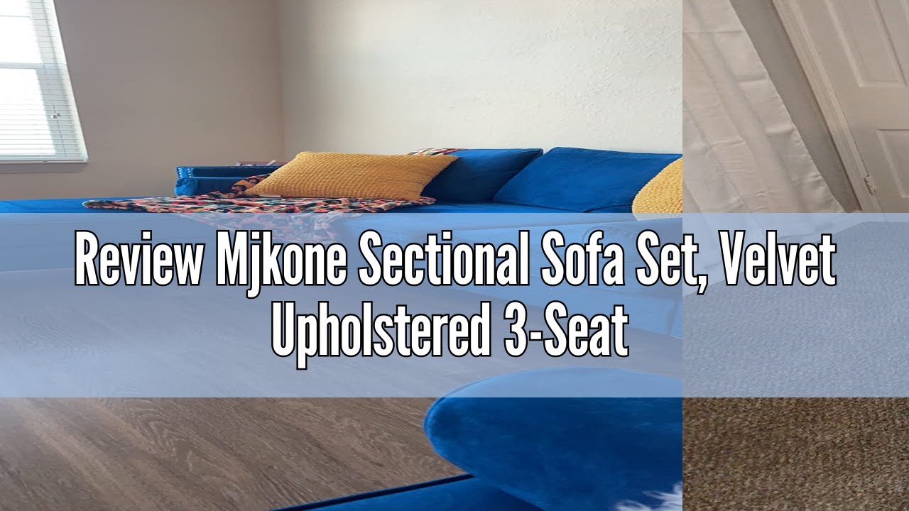 Review Mjkone Sectional Sofa Set, Velvet Upholstered 3-Seat Convertible Sofa with Storage Ottoman an