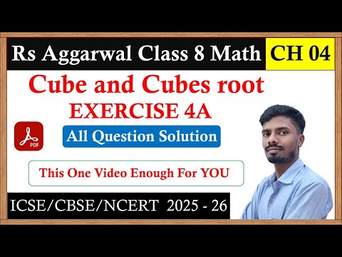 Cube and Cube Roots Class 8 || Exercise 4A Rs Aggarwal Class 8 || Class 8 Rs Aggarwal Exercise 4A