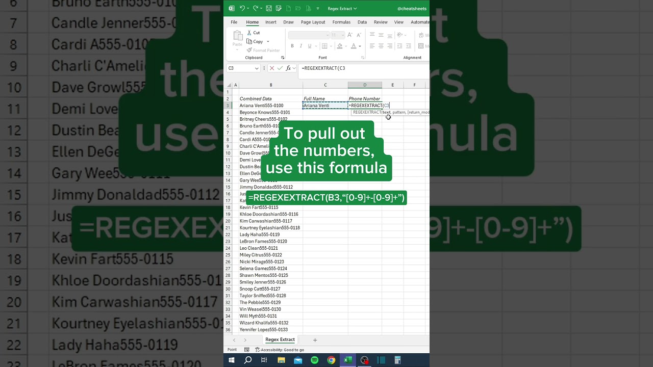 *NEW* Regex Extract Function in Excel 🎉 #excel #exceltips #corporate #accounting #finance