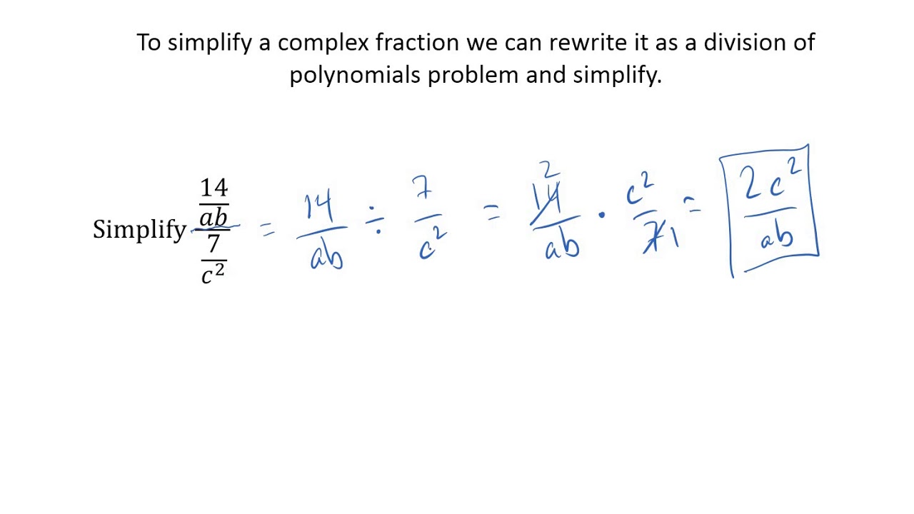 Algebra 2 Complex Fractions Review